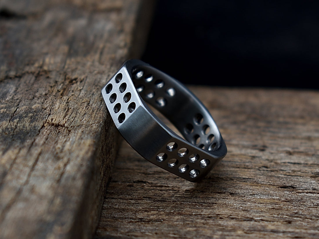Handcrafted solid titanium men's wedding ring - modern style – Richter ...