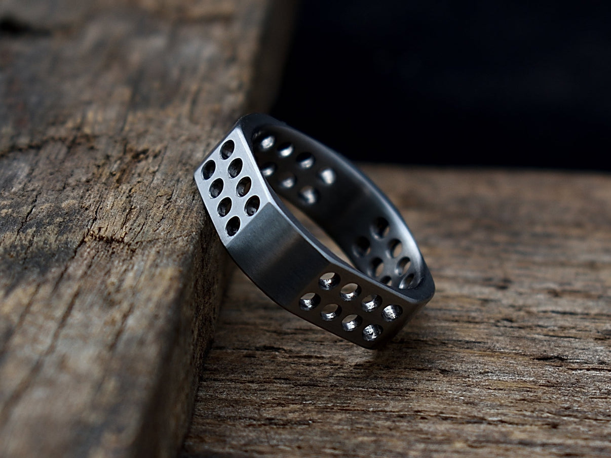 Handcrafted solid titanium men's wedding ring - modern style – Richter ...