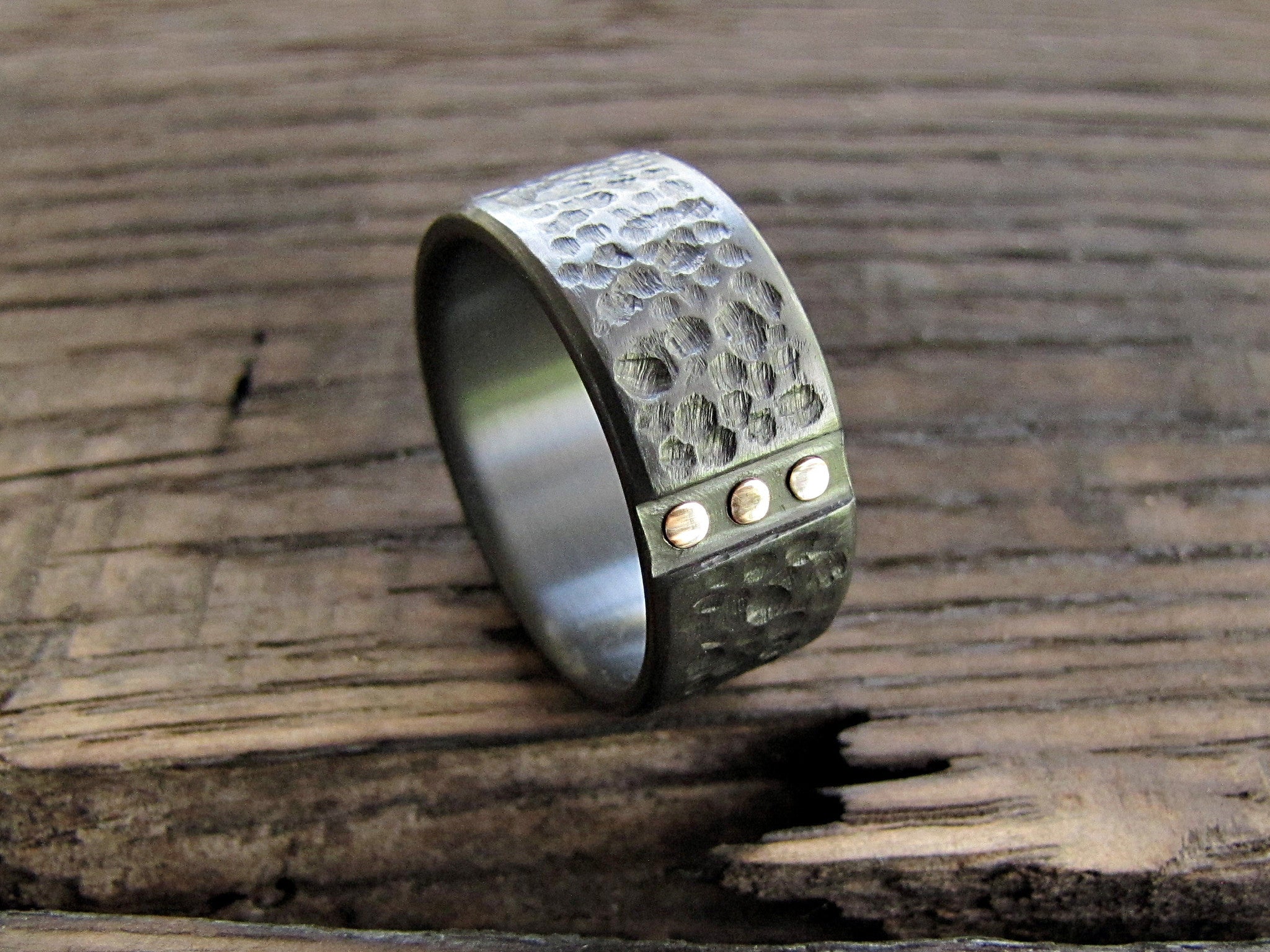 Archon - Black Zirconium and Rose Gold Wedding Band – Richter Scale Rings