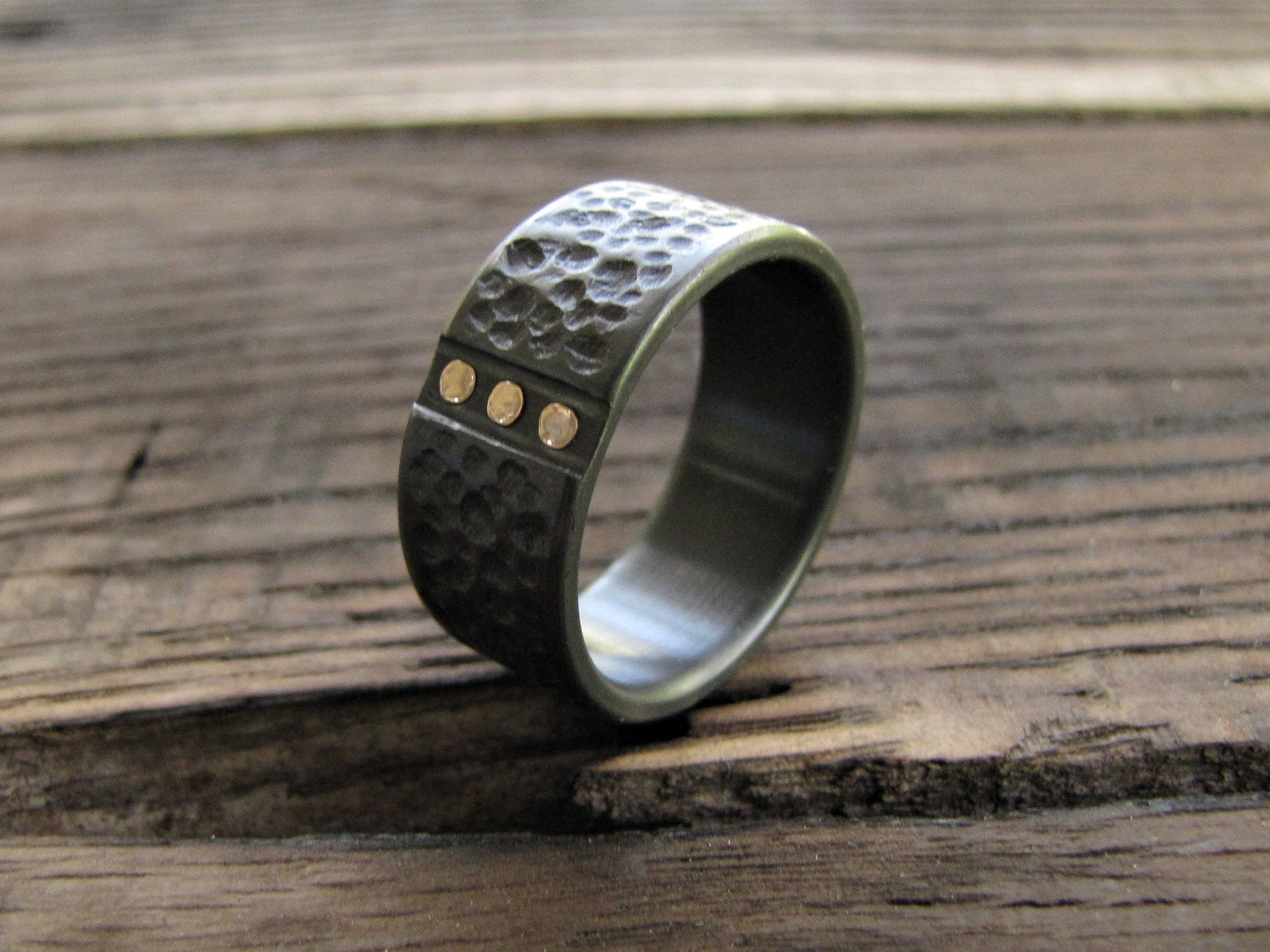 Archon - Black Zirconium and Rose Gold Wedding Band – Richter Scale Rings