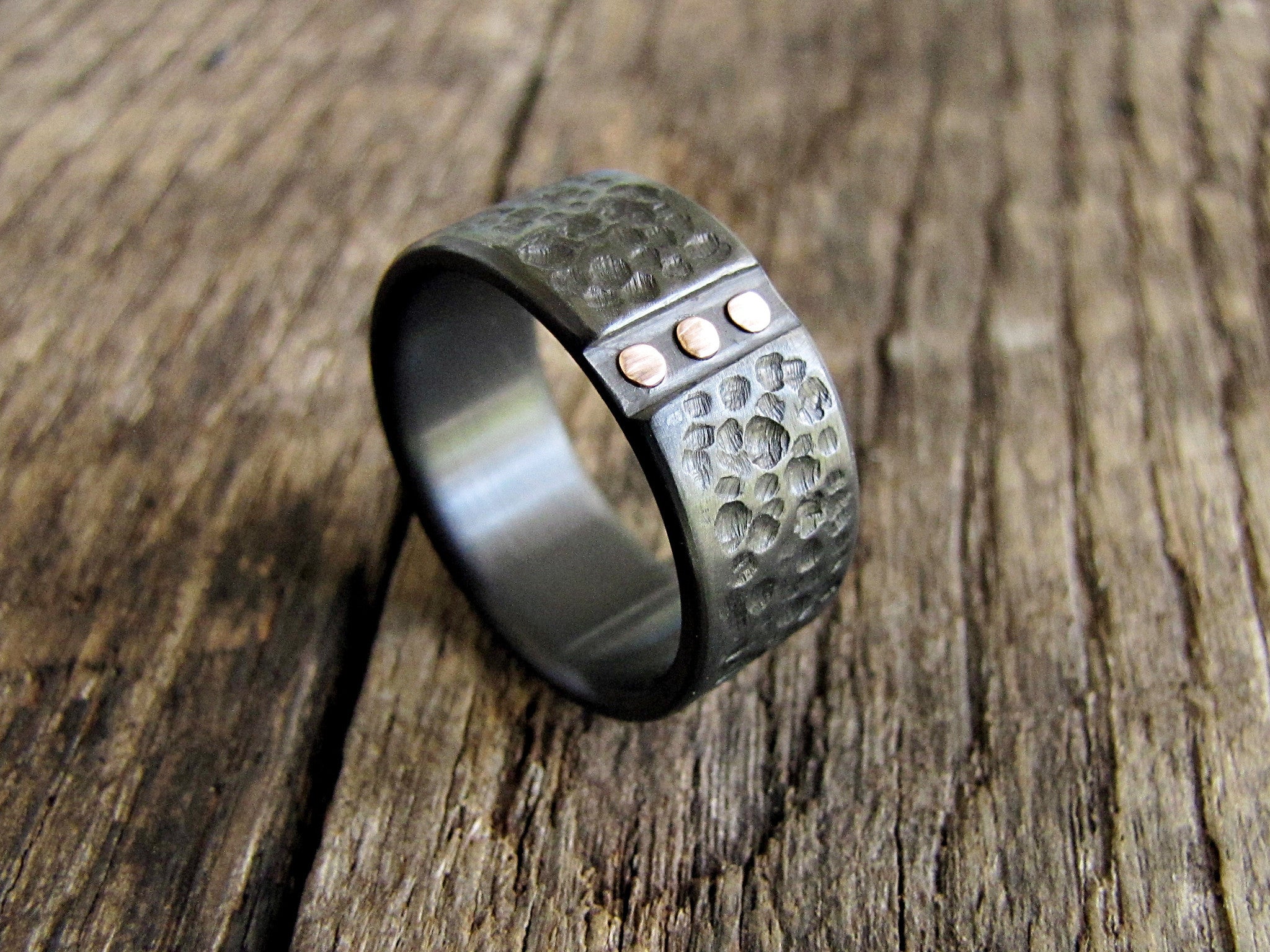 Archon - Black Zirconium and Rose Gold Wedding Band – Richter Scale Rings
